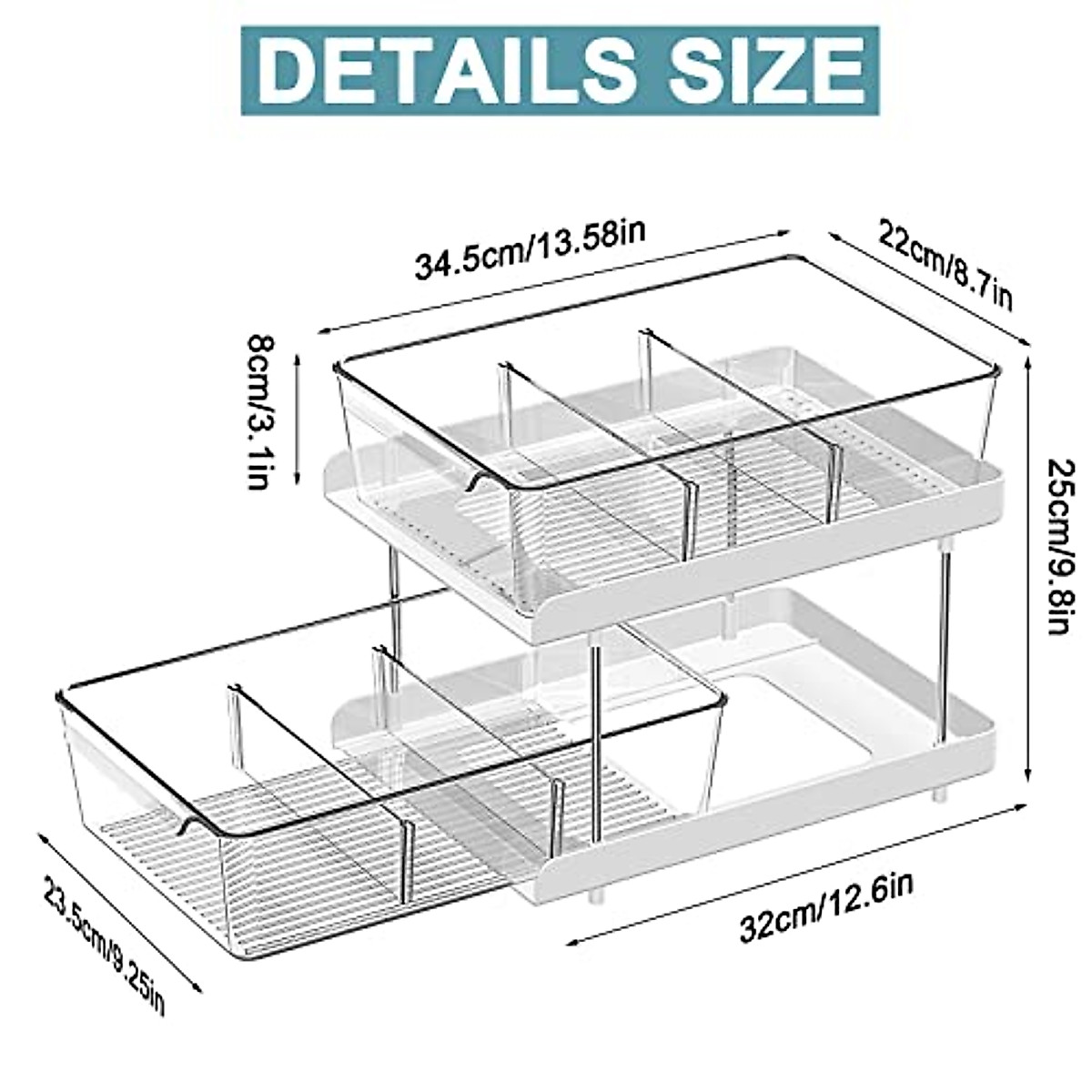 MHAaTiad Pantry Organizer, Slide-Out Storage Container with Large Storage Space for Beauty Supplies on a Vanity, Under Sink Closet Organization, Kitchen Countertop Pantry Bathroom Office Desktop
