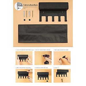 Black Metal Key Holder Wall Mount with Mail Holder - Key Holder for Wall, Key Rack, Mail Organizer Wall Mounted, Command Shelf, Key Organizer, Key Hanger, Key and Mail Holder for Wall