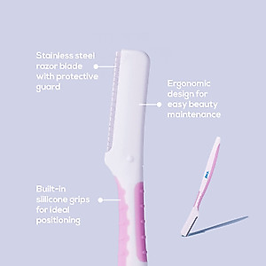 FAVY Facial Beauty Dermaplane Razor – 3 PACK, Multipurpose Skin Exfoliator and Eyebrow Trimmer, Smooth Clear Skin, Flawless Makeup Application, Peach Fuzz Remover, Men and Women Dermaplaning Tool