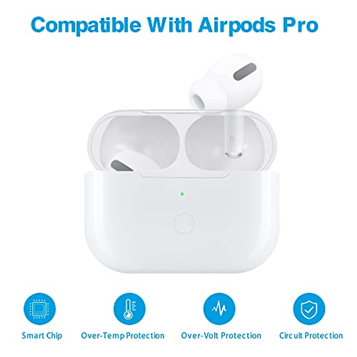 Murcycle Wireless Charging Case Replacement Compatible for AirPod Pro Charging Case, Only Air Pods Pro Charger Case with Pairing Sync Button, No Earbuds