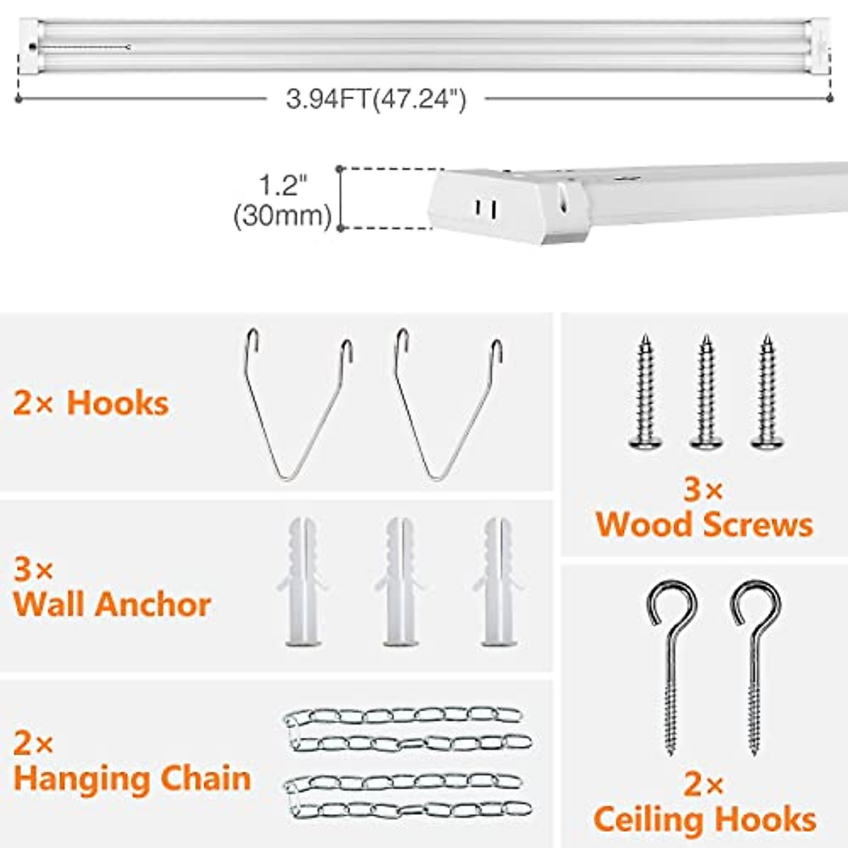 OOOLED 10 Pack LED Shop Light 4FT, 42W 4800LM 5000K Daylight Linkable LED Shop Light, Plug in Shop Light with Pull Chain (ON/Off), 4 Foot LED Shop Lights for Workshop, Garage, Shop