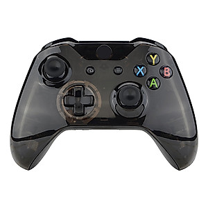eXtremeRate Transparent Crystal Clear Black Faceplate Cover for Xbox One Wireless Controller (Model 1708), Custom Case Front Housing Shell for Xbox One S X Controller - Controller NOT Included