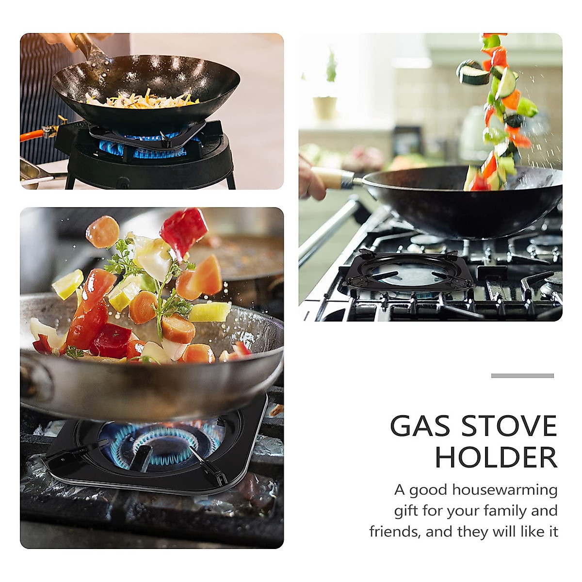 SOLUSTRE Square Cast Iron Wok Ring Wok Pan Support Gas Cooker Pot Holder Hob Cooker Pan Holder Stand Non-Slip Cast Iron Wok Support Ring Stove Accessories for Kitchen Wok Gas Hob