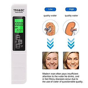 TDS Meter Digital Water Tester, Tuecota TDS Tester 3-in-1 TDS Temperature and EC Meter, Ultrahigh Accuracy Water Quality Meter ppm Meter for Drinking Water, Aquariums, etc