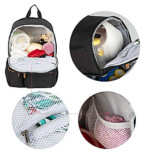 MOMIGO Breast Pump Backpack - Cooler and Moistureproof Bag Double Layer for Mother Outdoor Working Backpack with 13 Inch Laptop Compartment Fit Most Breast Pumps（Black）