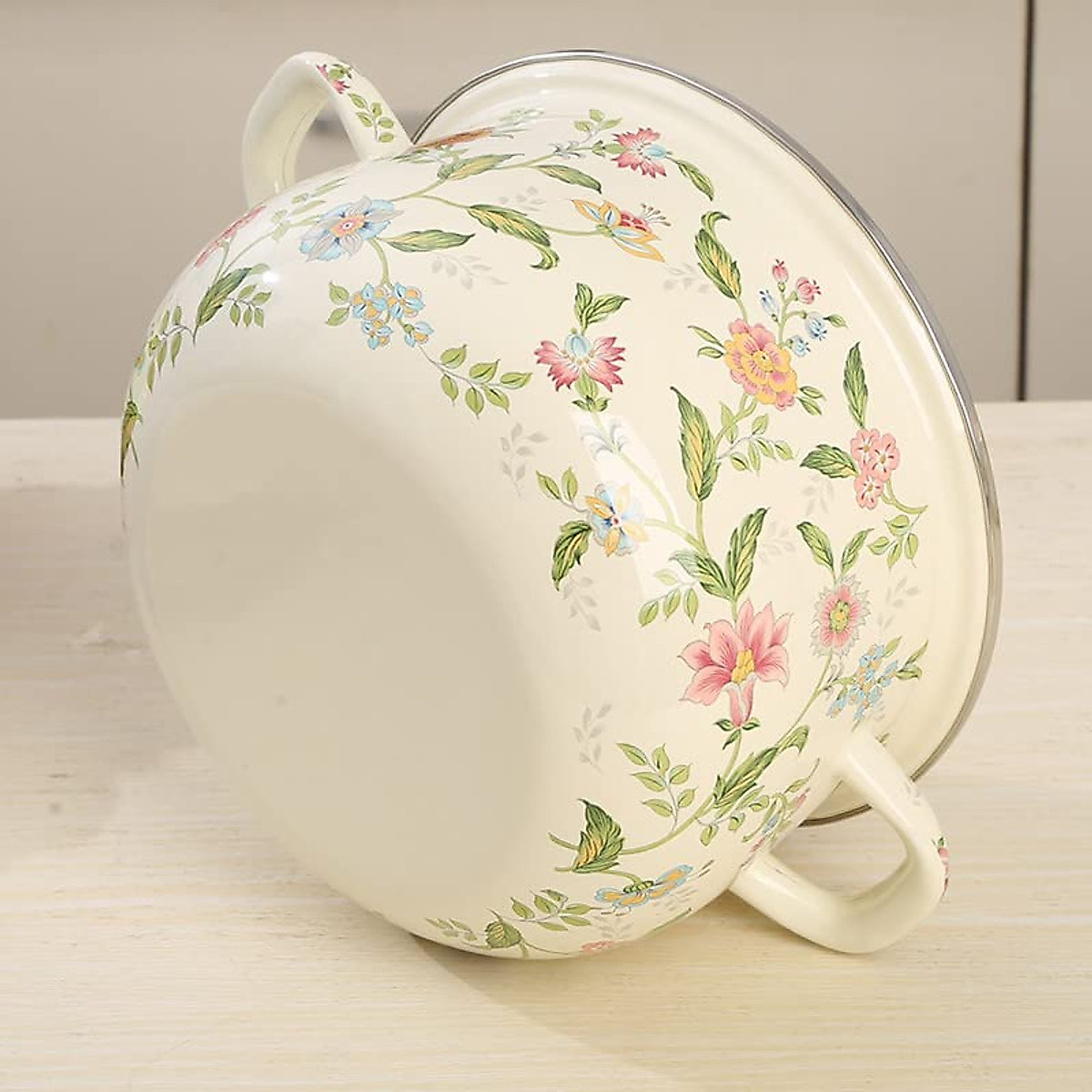 Colorful Enamel Stock Pot with Lid Double Ear for Cooking, 20x20cm, BMR0609A2S15L5