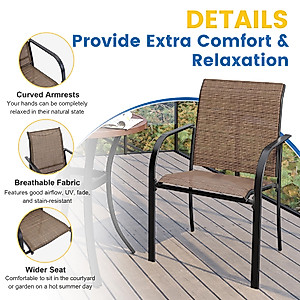VICLLAX Patio Stacking Chairs for Outside, Outdoor Chairs Set of 6, Stackable Outdoor Patio Chair Set for 6 Person, Brown
