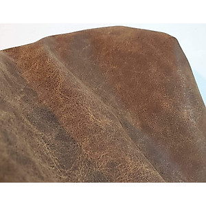 Brown Distressed Vintage Vegan Faux Leather Fabric Sheet Synthetic Pleather 0.9 mm 1/2 Yard 18 inch x 54 inch Soft Smooth Upholstery Half Yard (18" x 54") (Brown Distressed)