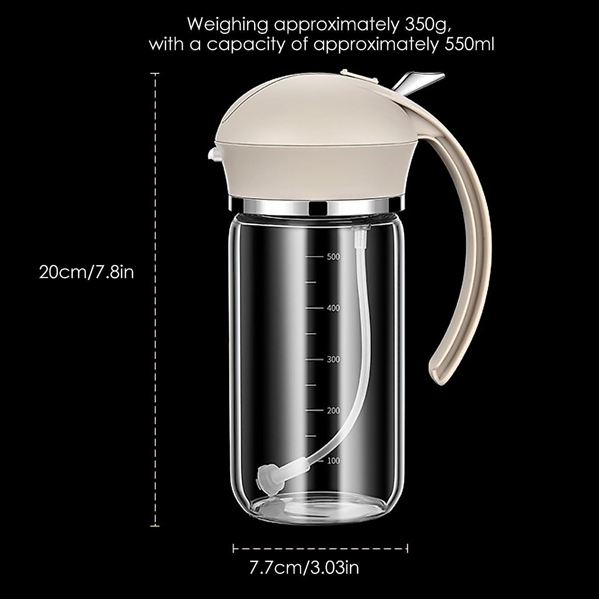 ERICAT Oil Spray Bottle, 2 in 1 Spraying and Pouring Oil Bottles, 550ml Large Capacity with Scale, Oil Sprayer Mister Dispenser, Refillable Food Grade Oil Vinegar Spritzer Sprayer Bottles for Kitchen