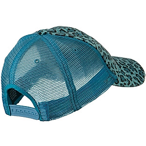 MG Women's Print Mesh Canvas Trucker Baseball Cap Hat (Blue Leopard)