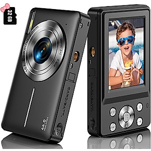 Digital Camera, FHD 1080P Kids Camera 44MP Compact Digital Camera with 32GB Card, 1 Batteries 16X Digital Zoom Point and Shoot Digital Cameras Gift for Kids Boys Girls Teens (Black)