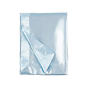 Heavens Cuddles Double Sided Pure Satin Baby Blanket (Light Blue) 48"x36"