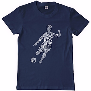 Threadrock Big Boys' Soccer Player Typography Youth T-shirt L Navy