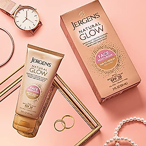 Jergens Natural Glow Face Moisturizer with SPF 20 Sunscreen, Fair to Medium Skin, Oil Free, UVA/UVB Protection - 2 oz