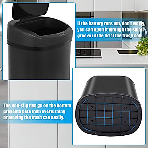 HGS 13 Gallons Trash Can Garbage Bin Stainless Steel Garbage Can Automatic Sensor Touch Free Waste Bins 50 L High-Capacity for Bathroom Bedroom Home Office, Black