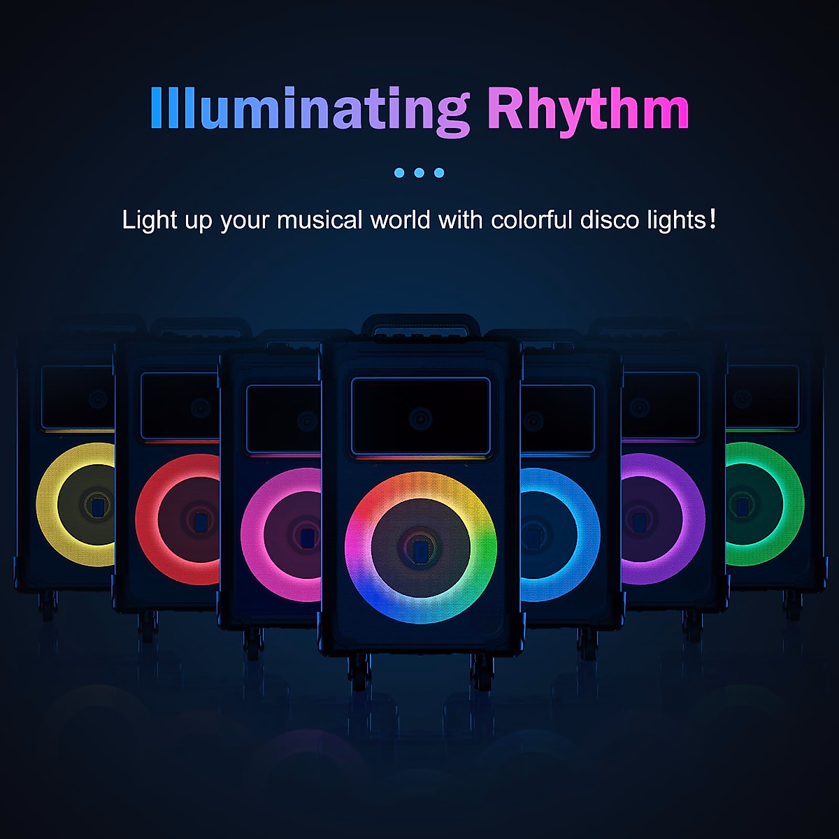 JYX Karaoke Machine, 10" Woofer Big Bluetooth Karaoke Speaker, Portable Party Speaker with 2 Wireless Mics, Party Lights & Bass/Treble/Echo Adjustment, Supports Vocal Cut, TWS/Bluetooth/REC/USB/TF/AUX