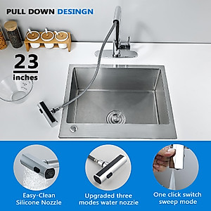 TRIPHIL Waterfall Kitchen Faucet with Pull Down Sprayer,Kitchen Faucets with Sprayer 3-Mode,360° Swivel Single Handle Kitchen Sink Faucet,grifos para fregaderos de cocina for RV,Outdoor,Chrome