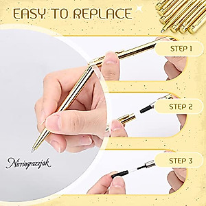 60 Pieces Slim Metallic Retractable Ballpoint Pens Slim Ballpoint Pen Black Ink 1.0 mm Medium Point Metal Pen Office Smooth Writing Stylus Pen for Men Women Business (Gold, Stylish Style)