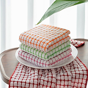 ZHMZ 100% Cotton Kitchen Dish Towels, 16 Inch x 25 Inch Absorbent Dish Cloths 6 Pack Kitchen Towels, for Drying Dishes and Table