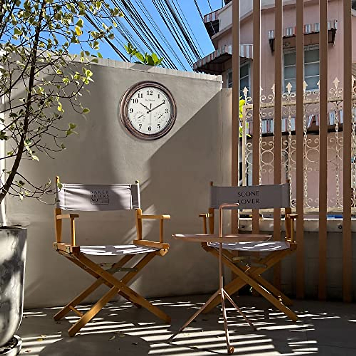 SkyNature Outdoor Clocks, 18 Inch Large Indoor Outdoor Wall Clock Waterproof with Temperature and Humidity, Silent Metal Pool Clock for Garden, Patio, Fence