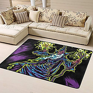 SWEET TANG Area Blacklight by Evil Witch Rug Soft Anti-Skid Floor Carpet Bedroom Rug Flannel Carpet Non-Slip Home Decor Durable Bedside Rug Premium Play Mat