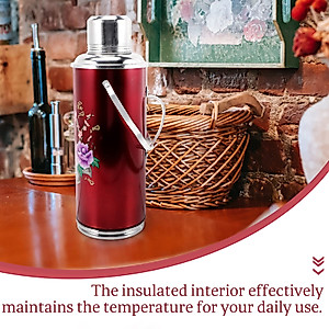 Happyyami Coffee Mug Vacuum Insulated Water Bottle Chinese Style Retro Double Walled Thermal Hot Coffee Drink Dispenser Mug for Home Travel 2L Insulated Water Bottles