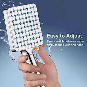 Heemli Handheld Shower Head with Filter, High Pressure 6 Spray Mode Filtered Shower Head with Hose, Bracket and Water Softener Filters Beads for Hard Water Remove Chlorine, Chrome