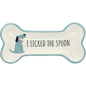 Pavilion - I Licked The Spoon - 8.5" Housewarming Decorative Bone Shaped Spoon Rest Holder Pet K-9 Puppy Dog Rescue Adoption Animal Pet Parents Mom Dad Present
