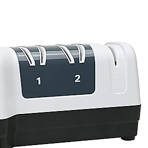 Chef'sChoice Hybrid Knife Diamond Abrasives, Combines Electric and Manual Sharpening for 20 Degree Straight Edge and Serrated Knives, 3-Stage, White
