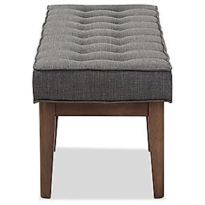 Baxton Studio Lucca Button Tufted Dining Bench in Dark Gray
