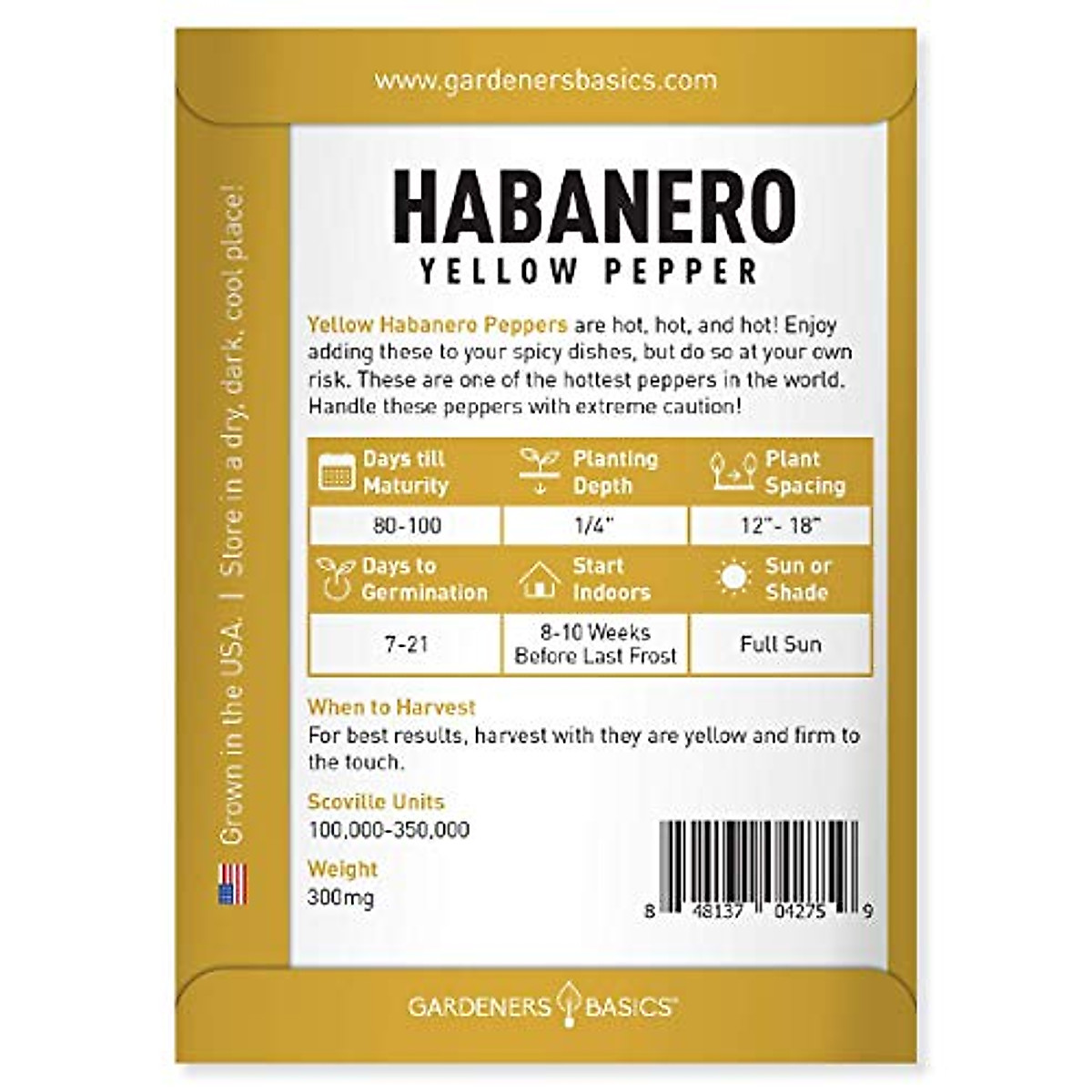 Yellow Habanero Pepper Seeds for Planting 100 Heirloom Non-GMO Habanero Peppers Plant Seeds for Home Garden Vegetables Makes a Great Gift for Gardeners by Gardeners Basics