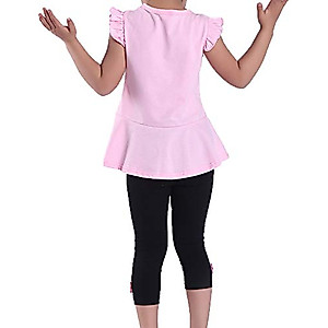 CuteMe Adorable Baby Girls Clothes Set Cute Cat Print Sleeveless Shirt Tops Cropped Pants 2 Pieces Outfits (19101,Pink,120)