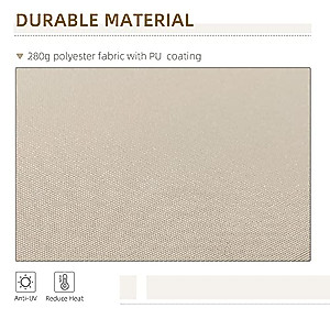 Outsunny 12' x 10' Retractable Awning Patio Awnings Sun Shade Shelter with Manual Crank Handle, 280g/m² UV & Water-Resistant Fabric and Aluminum Frame for Deck, Balcony, Yard, Beige