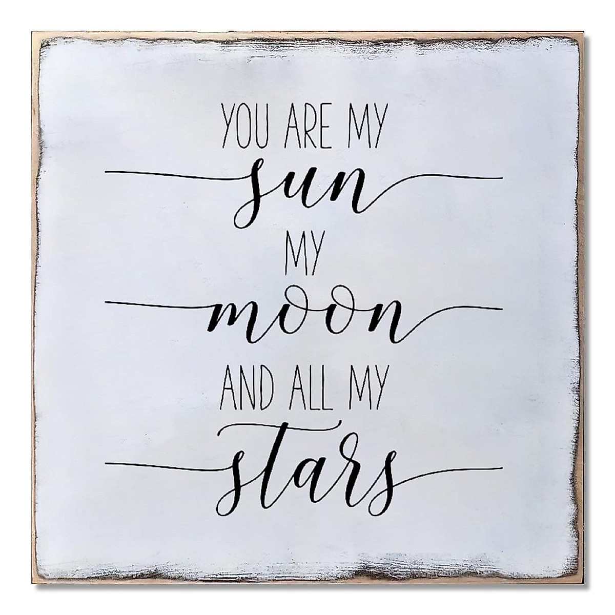 Aihesui Wood Sign Hanging Wall Decoration Farmhouse You Are My Sun My Moon and All My Stars Wall Art for Living Room Kitchen Batheroom Bedroom Office School 12x12inch, light gray-style
