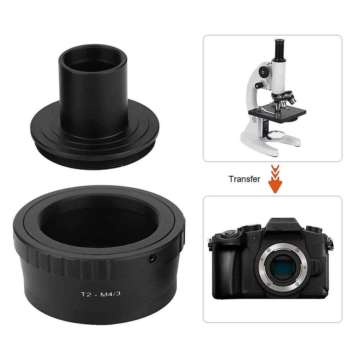 Dilwe Microscope Eyepiece Adapter, 23.2mm T-Mount Microscope Eyepiece, Metal Adapter Ring for M4/3 Mount Mirrorless Camera, Aluminum Alloy Adapters and Converters