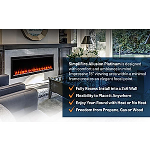 SIMPLIFIRE Allusion Platinum 50" Linear Electric Fireplace - Black, SF-ALLP50-BK