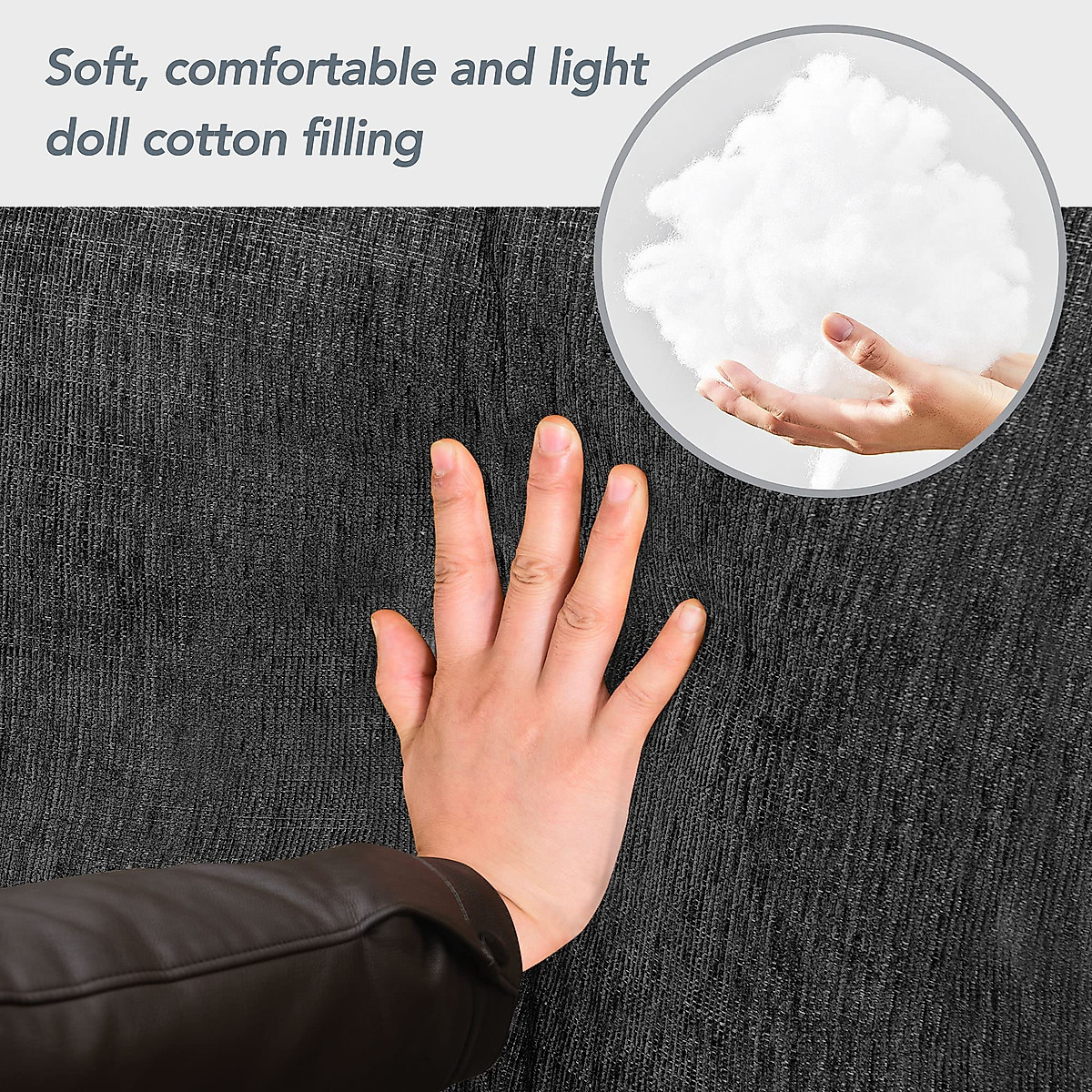 OPTOUGH Modern Chenille Fabric Convertible Sectional Sofa with Reversible Chaise,L-Shaped Couch 3-Seat Sofacair with 2 Pillows for Living Room,Apartment (86" Drrk Grey)