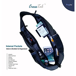 CrossTab - TABLET Hands-Free Ultra-Light Personal Pack by Paqlite - Carryall CrossBody Shoulder bag (Large, Blue)