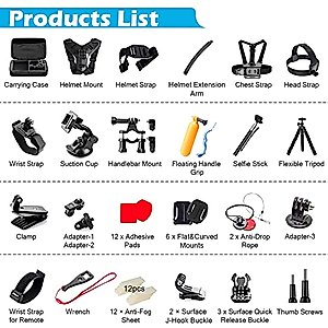ZOOKKI Upgraded 70 in 1 Action Camera Accessories Kit for GoPro Hero11 10 9 8 7 6 5 4 3-Go Pro Black Sliver Session Fusion Max- Mount Case for AKASO APEMAN SJCAM DBPOWER Insta360 Xiaomi Yi DJI Osmo