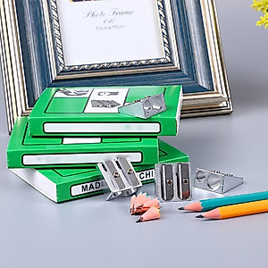 Magnesium Pencil Sharpener Survival,Metal Pencil Sharpener Magnesium, 2-Hole Pencil Sharpener Magnesium Alloy Wedge Profile (6)