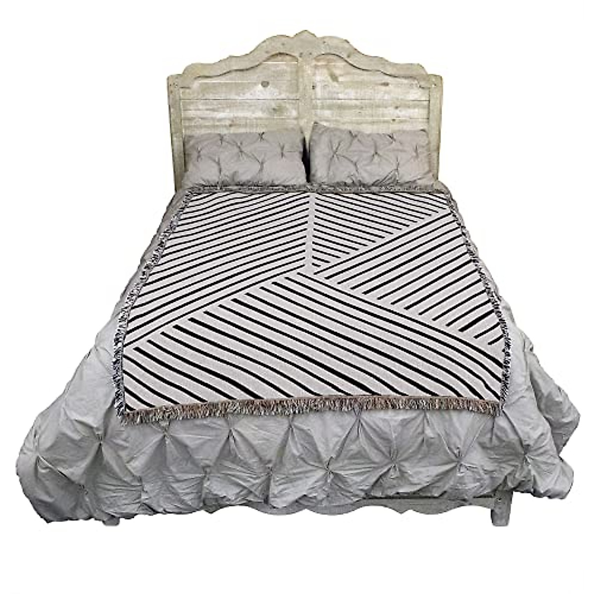 Pure Country Weavers Geometric Lines 1 Blanket by JJ Design House - Gift Tapestry Throw Woven from Cotton - Made in The USA (72x54)