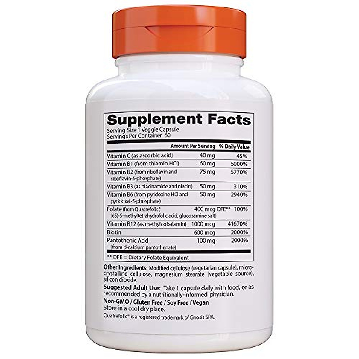 Doctor's Best, Fully Active B Complex Supports Energy Nervous System Optimal Health Positive Mood Wellbeing NonGMO Gluten Free Vegan Soy Free, 60 Count