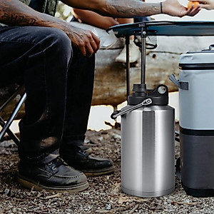 Miereirl 128 Oz Insulated Water Jug, One Gallon Stainless Steel Vacuum Double Walled Water Bottle With Handle, BPA-Free Keep Cold 48H Hot 24H, Wide Mouth For Sports, Traveling, Camping, Stainless