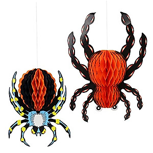 VIEUE Halloween Party Decorations Set Including Honeycomb 3D Wall Spider Ghost and Trick or Treat Door Ornaments for Halloween Decor 12pcs