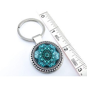 Teal Medallion Keychain for Women Handbag Charm