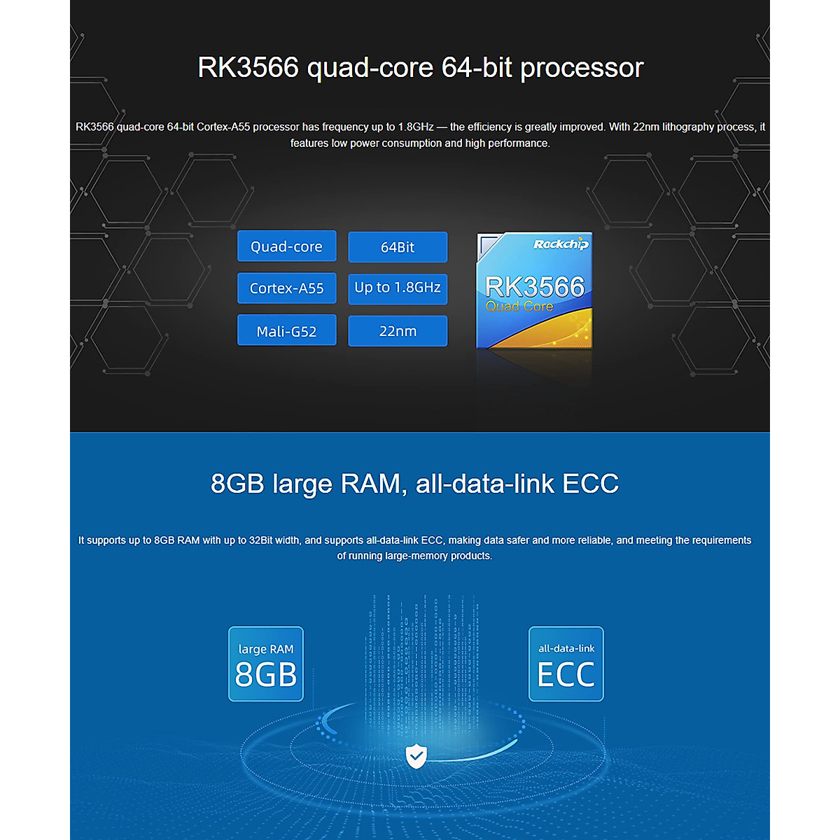 Firefly EC-R3566PC RockChip RK3566 Embedded AI IoT Single Board Computer Onboard 4GB RAM + 32GB eMMC Gigabit Ethernet Ports for Smart NAS and Cloud Server Support Android 11.0 Ubuntu