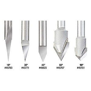 Amana Tool - AMS-159 5-Pc Solid Carbide & Carbide Tipped 18, 30, 45, 60 & 90° V-G