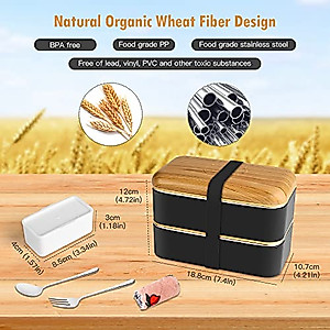 MOSFiATA Stackable Bento Lunch Box Containers, All-in-One Stainless Steel Bento Box-Durable Leak - Meal Prep Japanese Bento Boxes with Spoon & Fork, Adult Lunch Box Containers for Men Women Kids