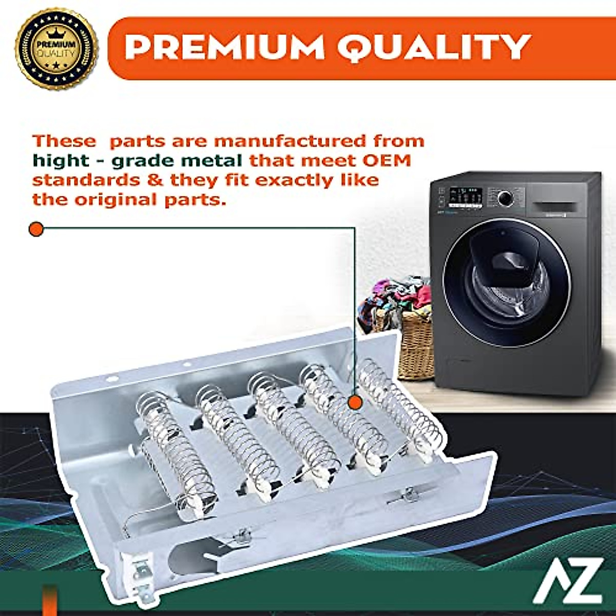 Dryer Heating Element Replaces For Whirlpool WED4815EW1 WED5000DW2 WED6200SW1 WED6600VW0 WED4800BQ1 WED4800XQ0 WED4800XQ1 WED4900XW0 WED49STBW1 WED5100VQ1 WED5200VQ1 WED5300SQ0 WED5540SQ0 WED7000DW1