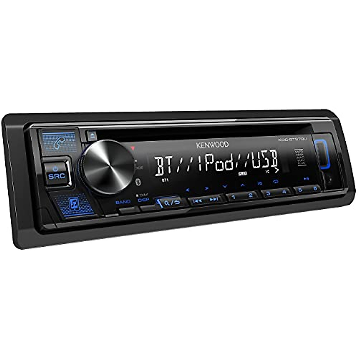 KENWOOD KDC-BT278U CD Car Stereo w/ Bluetooth, Single DIN, App Control & AM/FM Radio, USB Port, AUX Input